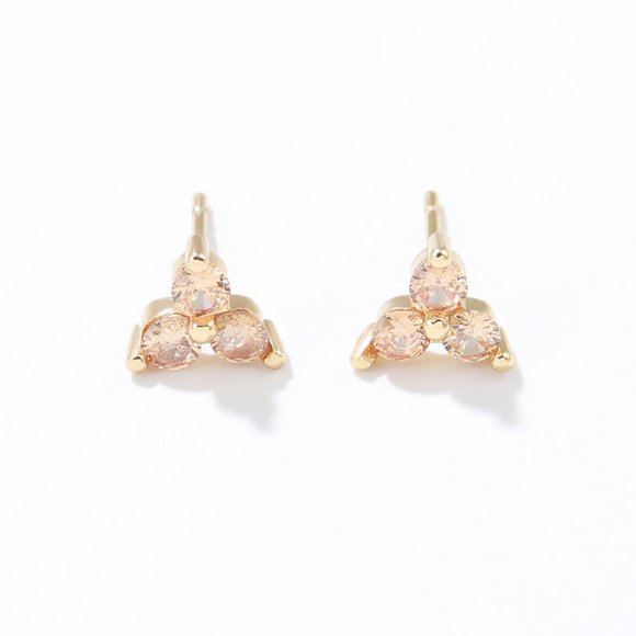 Jewelry | Triangle Copper Inlay Zircon Ear Studsyellow | Poshmark